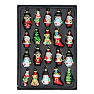 Gisela Graham Ltd Nostalgie Christbaumschmuck 20er Set (20 St&uuml;ck) Kunststoff & Glas Ornamente f&uuml;r Weihnachten