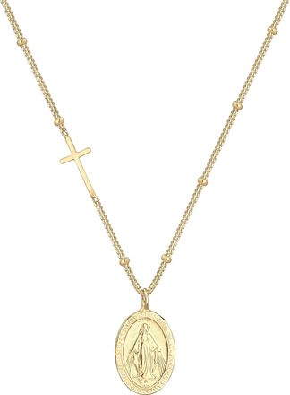 Elli Halskette Damen by @lleennyyy mit Marienbild Anhänger und Kreuz in 925 Sterling Silber