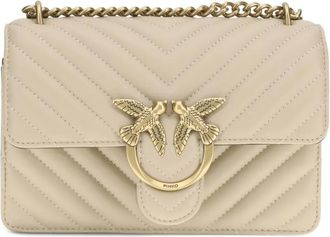 Pinko sac port&eacute; &eacute;paule Love &agrave; chevrons et cha&icirc;ne - Tons neutres