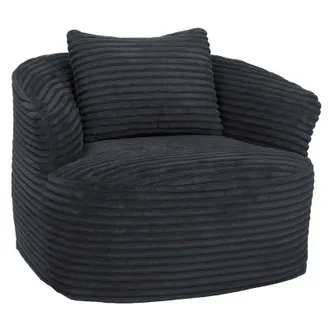Hhg [NEUWERTIG] Sessel HHG-663, Loungesessel Relaxsessel Polstersessel Cocktailsessel, Stoff/Textil Cord (370g/m&sup2;) dunkelgrau