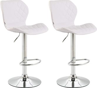 Clp 2er Set Barhocker Cork Kunstleder I Thekenhocker Höhenverstellbar I Barstuhl Mit Fußstütze 360° Drehbar I Tresenhocker Mit Trompetenfuß, Farbe:weiß, G
