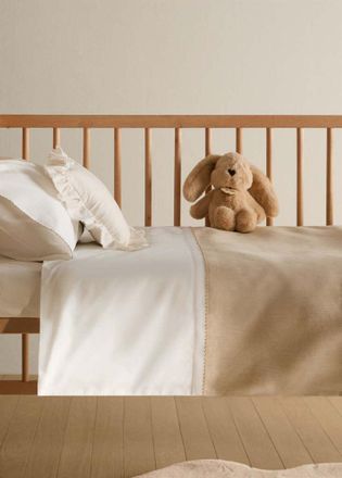 Mango Housse de couette berceau lin percale de coton blanc - Home - 100x120cm - MANGO HOME