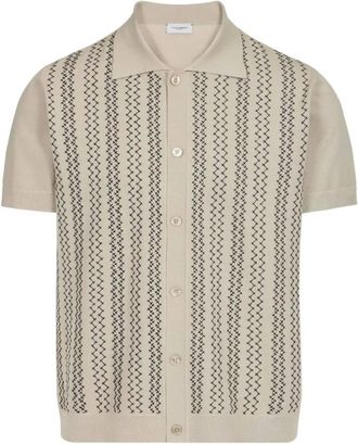 Paolo Pecora Homme, Pulls, Beige, Taille: XL Camicia Maglia ricamo