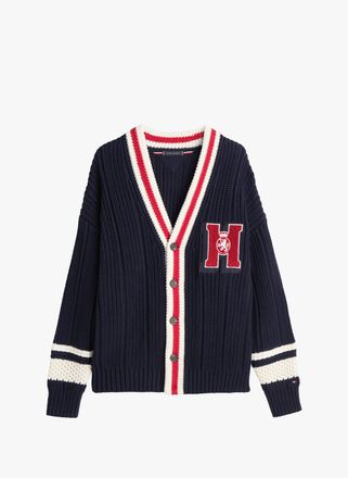 Tommy Hilfiger Gilet style Coll&egrave;ge en grosse maille c&ocirc;tel&eacute;e en coton