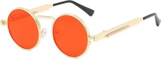 Generic Lunettes De Soleil Rondes En M&eacute;tal For Hommes Et Femmes, Id&eacute;ales For La Conduite Ext&eacute;rieur Ou Les Trajets Quotidiens(Gold)