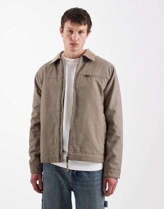 Threadbare Veste style barn zipp&eacute;e &agrave; col contrastant - Taupe-Neutre