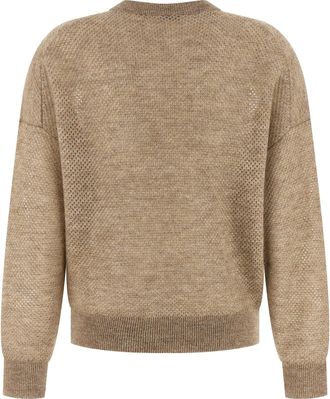 Brunello Cucinelli Waffle Knit Mohair Wool Sweater - Beige