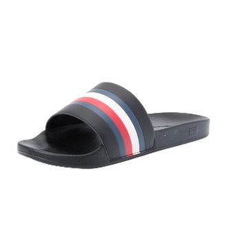 Tommy Hilfiger Herren Badeschuhe Pool Slide mit Tommy-Branding, Schwarz (Black), 42
