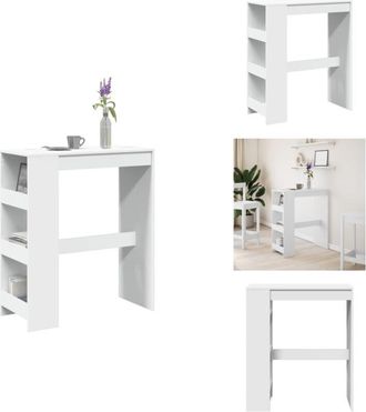 vidaXL Table de bar et &eacute;tag&egrave;res blanc 90x40x103,5 cm bois ding&eacute;nierie - Table De Bar - Tables De Bar - Table De Pub - Table De Bar De Cuisine