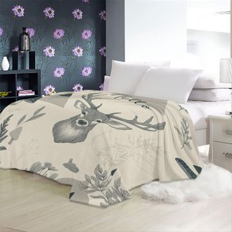 Generic Herbst Kuscheldecke 180 x 220 cm Halloween Deko Herbst Decke Werfen Elegantes einfaches Muster Hirschkopf Sherpa Decke Sofadecke für Schlafzimmer Wohn