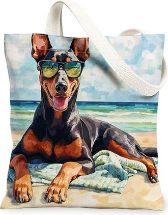 Generic Sac fourre-tout d&eacute;t&eacute; en toile pour faire du shopping, 33 x 38,1 cm, sac d&eacute;picerie r&eacute;utilisable pour femme, peinture esth&eacute;tique, d&eacute;coration cadeau