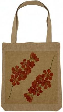 Fabulous Sac Shopping Tote Bag Aspect Lin - Fleur Botanique Ancienne Peint &agrave; la Main Traditionel Vintage - Sac de Courses Toile Epaisse 360g Beige Naturel Caba