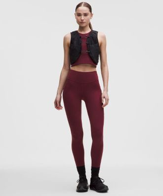 lululemon Fast and Free Leggings mit hohem Bund 5 Taschen f&uuml;r Frauen - 71 cm - Gr&ouml;&szlig;e 10 in Burgundy Bay
