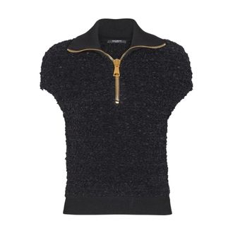 Balmain Tweed Top - - Knitwear - Damen - Schwarzk - S