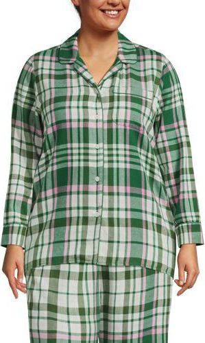 Lands End Gemustertes Flanell-Pyjamahemd, Damen, Größe:56-58 plus, Rot ...