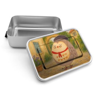 Mr. & Mrs. Panda Brotdose Eule Frankreich Design - Geschenk, Eulen, Franz&ouml;sisch, Metallbox, Brotbox Metall, Das Leben Ist sch&ouml;n, gl&uuml;cklich, Lunchbox