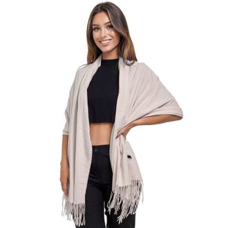 Glamexx24 Schal Damen Winterschal Gef&uuml;hl Langer Schal mit Fransen Baumwolle Warm Herbst Winter Unifarben Deckenschal und T&uuml;cher 200 x 74 cm