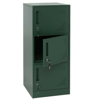 Hhg Spind HHG-515, Schlie&szlig;fach Wertfachschrank Schlie&szlig;fachschrank 3 T&uuml;ren, 90x38x45cm Stahl gr&uuml;n