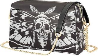 Mnsruu Sacs à bandoulière pour femme, motif tête de mort papillon en cuir, sac à main