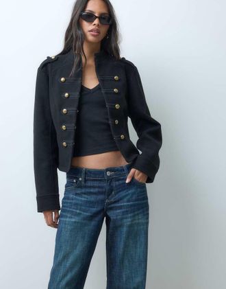 Asos formelle Utility-Jacke mit Knopfleiste in Schwarz