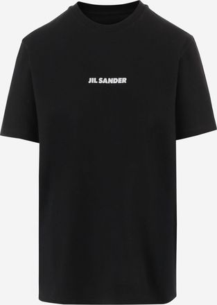 Jil Sander Womens Cotton T-Shirt With Logo Black T-Shirts & Jerseys