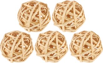 BESPORTBLE 5 St&uuml;ck Dekorative Rattankugeln aus Weide 5cm Rustikale Flechtkugeln f&uuml;r Party und Heimdekoration Nat&uuml;rliche Ornamente f&uuml;r Kr&auml;nze und Vasen