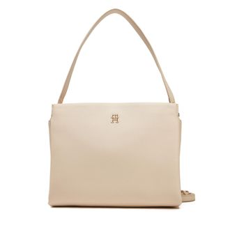 Tommy Hilfiger Handtasche Tommy Hilfiger Th Legacy Med Satchel AW0AW17173 &Eacute;cru