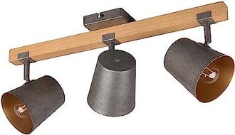 Trio Leuchten Deckenleuchte Bell 801900367, Metall Nickel antik, Holz, exkl. 3x E14