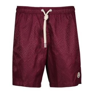 Moncler Homme, Maillots de bain, Rouge, Taille: M Short de Bain Monogramme Bordeaux Jacquard