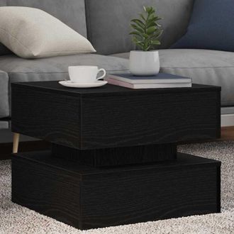 vidaXL vidaXL Table basse avec lumi&egrave;res LED ch&ecirc;ne noir 50x50x40 cm