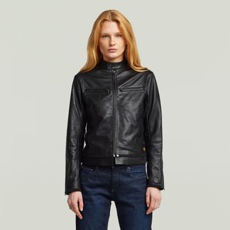 G-Star Leather Biker Jacke - Schwarz - Damen