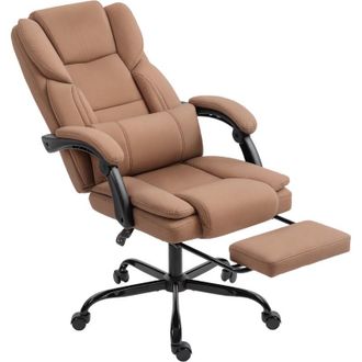 HOMCOM Chaise de bureau - HOMCOM - dossier inclinable, hauteur r&eacute;glable, soutien lombaire - cuir synth&eacute;tique - 65x67x111-119cm - marron