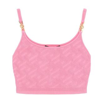 Versace Gestricktes &Auml;rmelloses Crop Top - - Tops - Damen - Rosa - M