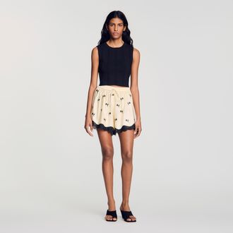 Sandro Short brod&eacute; &agrave; fleurs