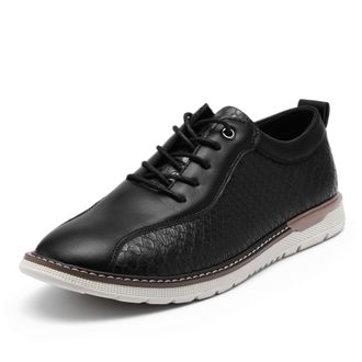 AlltheMen Herren Lederschuhe Sneaker Atmungsaktiv Anzugschuhe Oxford Derby Schn&uuml;rschuhe Krokodildruck Schuhe Leder Business Schwarz 45