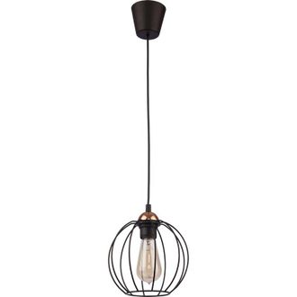 Licht-Erlebnisse Licht-erlebnisse - Lampe &agrave; suspendre M&eacute;tal Fil Abat-jour g&eacute;om&eacute;trique Noir Lampe &agrave; suspendre E27