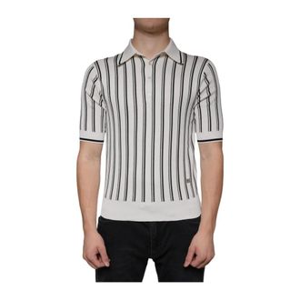 Dolce & Gabbana Gestreiftes Strickpoloshirt - - Knitwear - Herren - Wei&szlig; - XS
