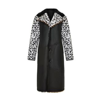 Cesare Gaspari Femme, Manteaux, Brun, Taille: 44 FR Manteau Flavia r&eacute;versible en fausse fourrure &agrave; imprim&eacute; mixte