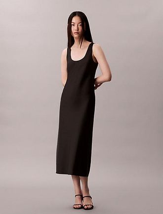 Calvin Klein Midi-slipkleid Aus Satin - Black - Damen - XXL