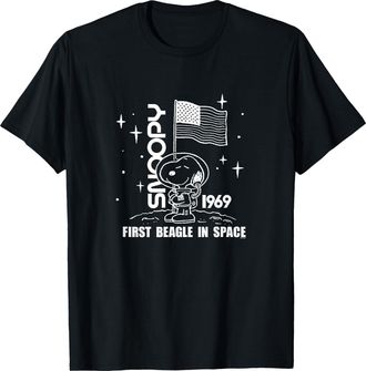 Peanuts Snoopy 1969 First Beagle In Space T-Shirt - Schwarz, Unisex, Kurzarm, Klassische Passform, Medium