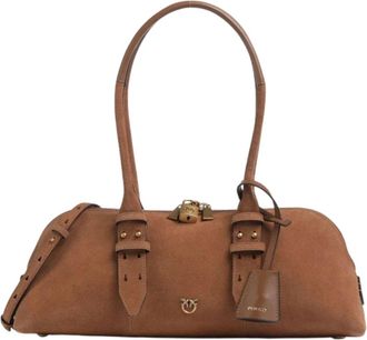 Pinko Pinko, Femme, Sacs, Brun, Taille: ONE Size Bowling Horizontal Big Suede