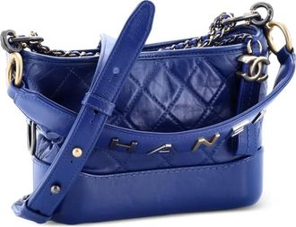 Chanel Gabrielle with Logo Handle Quilted Aged Calfskin Small hobo bag - Bleu