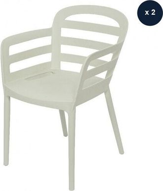 Jardideco Jardideco - Lot de 2 chaises de jardin Boston Blanc