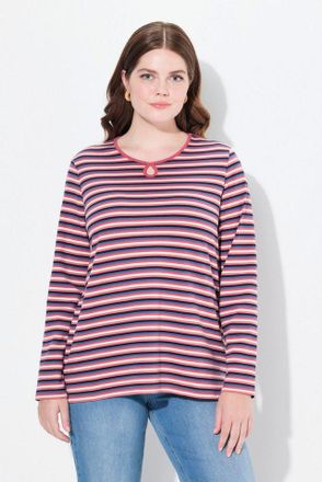 Ulla Popken Longsleeve Ringelshirt Keyhole Rundhals Langarm Biobaumwolle