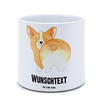 Mr. & Mrs. Panda Personalisierter XL Blumentopf Corgi Po - Personalisierte Geschenke, Gro&szlig;er &Uuml;bertopf F&uuml;r Hochzeit Mit Gravur, Modern Namen, Hund, Pflanztopf Gro&szlig;, Als