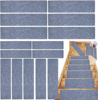 Generic Treppenteppichabdeckung: Flacher Mopp mit Edelstahlgriff, Stufen aus Holzschale und Holz für 15 Teile | Innenleiter Läufer Sicherheitsmatte ohne Serpu