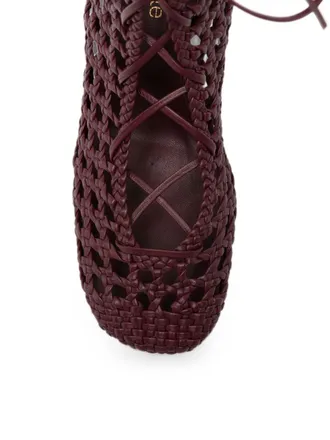Forte_Forte Woven Leather Ankle Boot - Burgundy