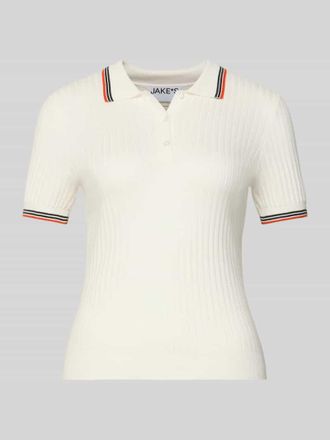 Jake*s Casual Slim Fit Poloshirt aus Viskose-Mix in Strick-Optik