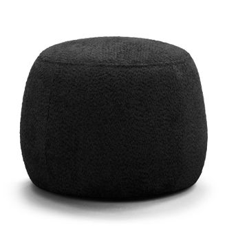 Studio Copenhagen home24 Polsterhocker LOVELOCK 59 x 45 x 59cm Schwarz/Schwarz Boucl&eacute; Stoff Cady: Schwarz