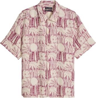 Marc O'Polo Kurzarmhemd aus Leinen mit floralem Print, Regular Fit in